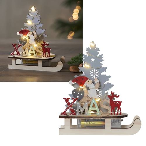 www.Led-Store.de: Led Holz-Silhouette Santa auf Schlitten...