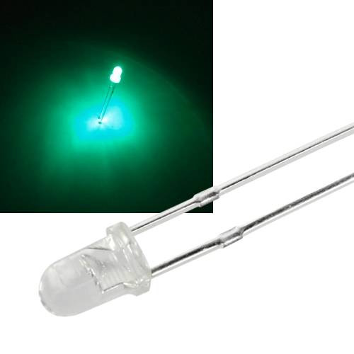 3mm Led cyan türkis 4000mcd 30° 492~500nm 3,2-3,4V 20mA