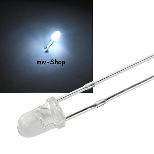 3mm Led weiß 12000mcd 30° ~6000K 3,2-3,4V 20mA
