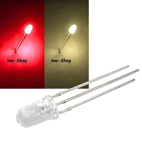 5mm DUO Led rot-warmweiß 3Pin Bi-Color Leds L053RWC