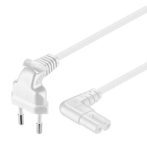 weißes Netzkabel Eurostecker mit 90° Winkel / Doppelnutstecker mit 90 ...