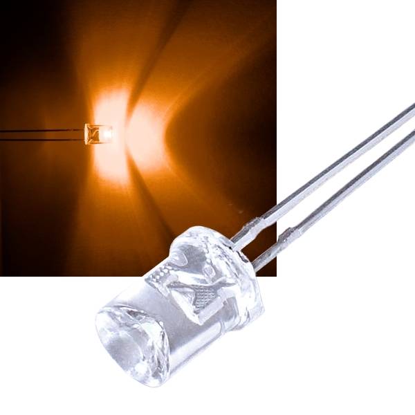 5mm Led concave orange 400mcd 180° 605~610nm 1,9-2,3V 20mA rundstrahlend