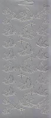 Zier-Sticker-Bogen-2172s-Tauben / Friedenstauben -silber