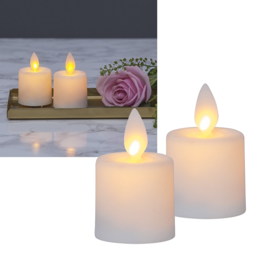 2er Set LED-Kerzen TWINKLE 6x3,8cm Timer bewegte Flamme Mini-Kerze ...