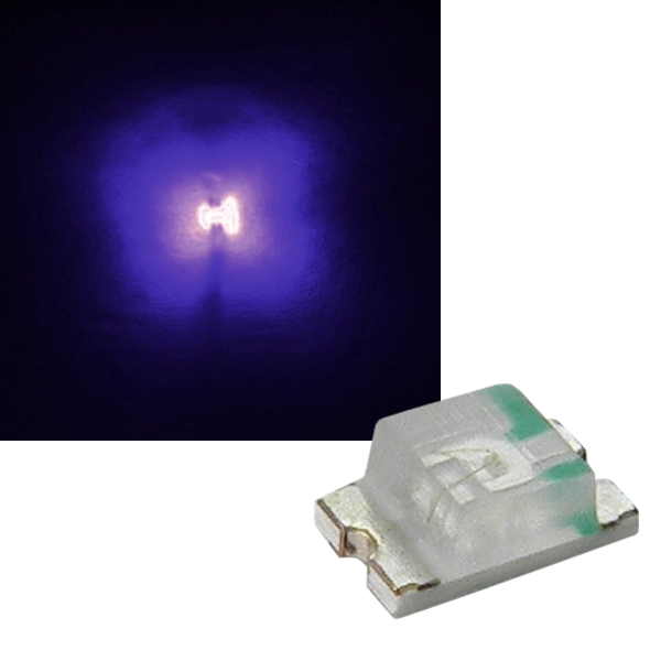 SMD Leds 0805 UV, Wellenlänge: 400-405nm 3,1-3,3V 20mA