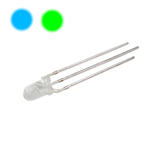 10 Stück DUO Leds 3mm BLAU / GRÜN _ 3 Pin Led Bi Color