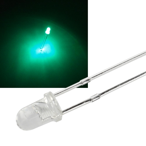 3mm Led cyan türkis 4000mcd 30° 492~500nm 3,2-3,4V 20mA