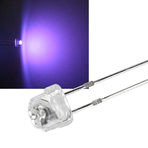 4,8mm Led uv ultraviolett 200mcd 120° 395~400nm 3,1-3,5V 20mA