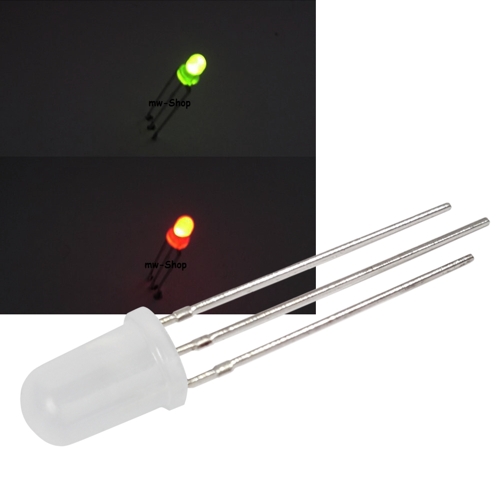 10 diffuse Leds 5mm ROT / GRÜN _ Duo Led 3 Pin KEMO