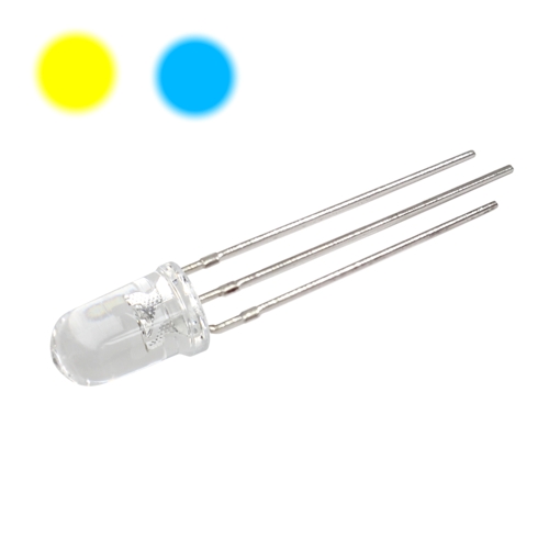 10 Stück DUO Leds 5mm GELB / BLAU _ 3 Pin Led Bi Color
