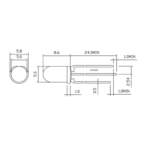 5mm diffuse DUO Led rot-warmweiß 3 Pin Bi Color Leds diffus L055RWW