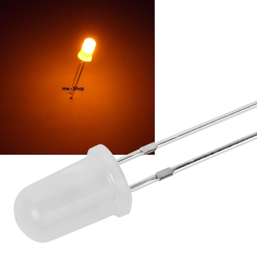 5mm Led DIFFUS orange 1800mcd 60° 600~615nm 2,0-2,2V 20mA